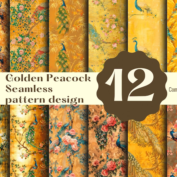 Golden Peacock Art - Etsy