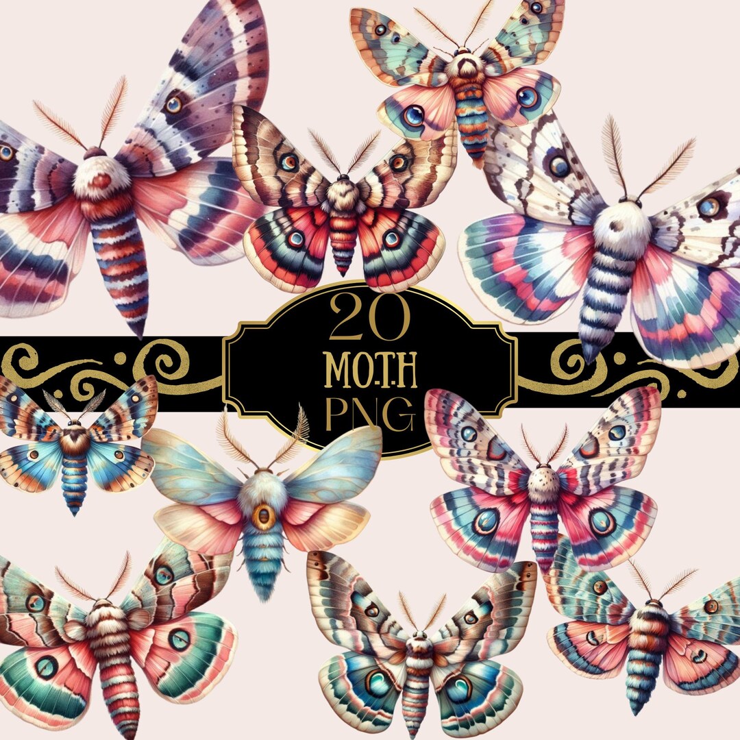 Moth Watercolor Clipart PNG - Transparent Background, Artistic Design ...