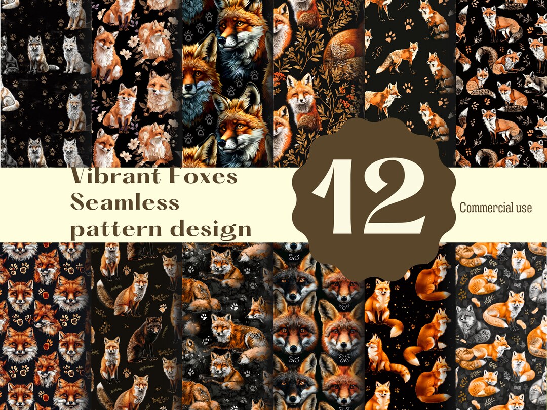 Fox Seamless Pattern Digital Paper Printable Scrapbook Paper for Crafts ...