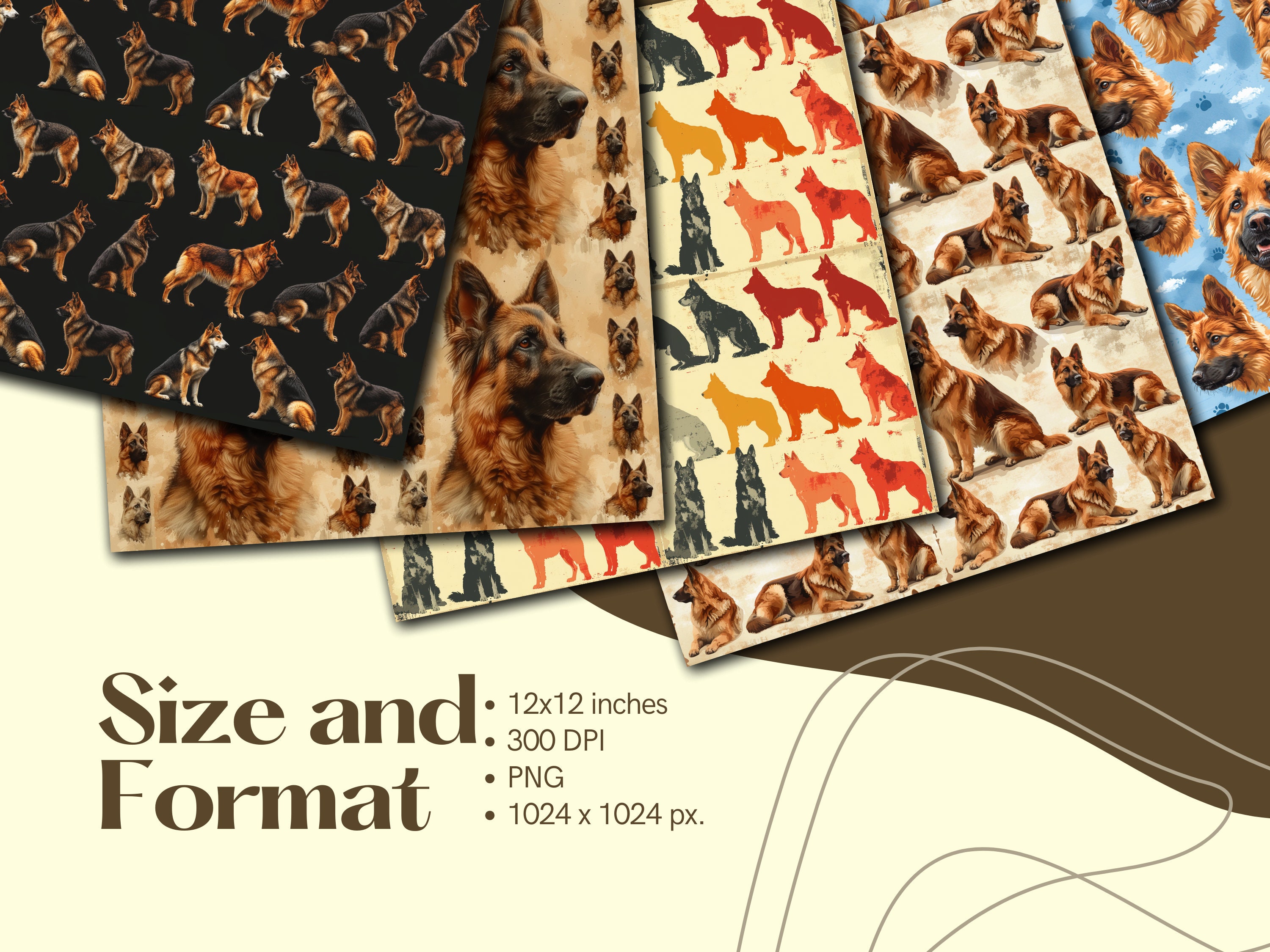 German Shepherd Digital Pattern, Seamless German Shepherd Design, Dog ...