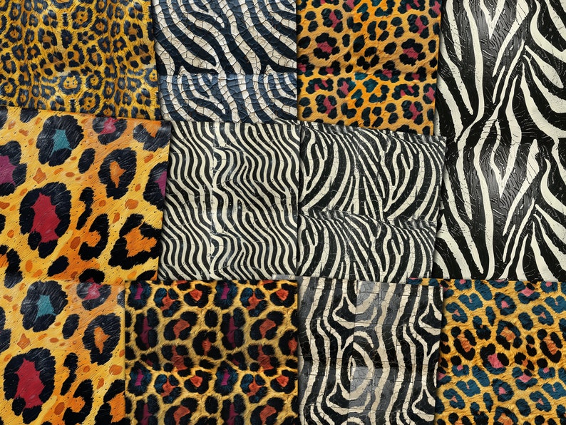 Safari Animal Print Seamless Pattern - Leopard, Zebra, Tiger & Cheetah ...