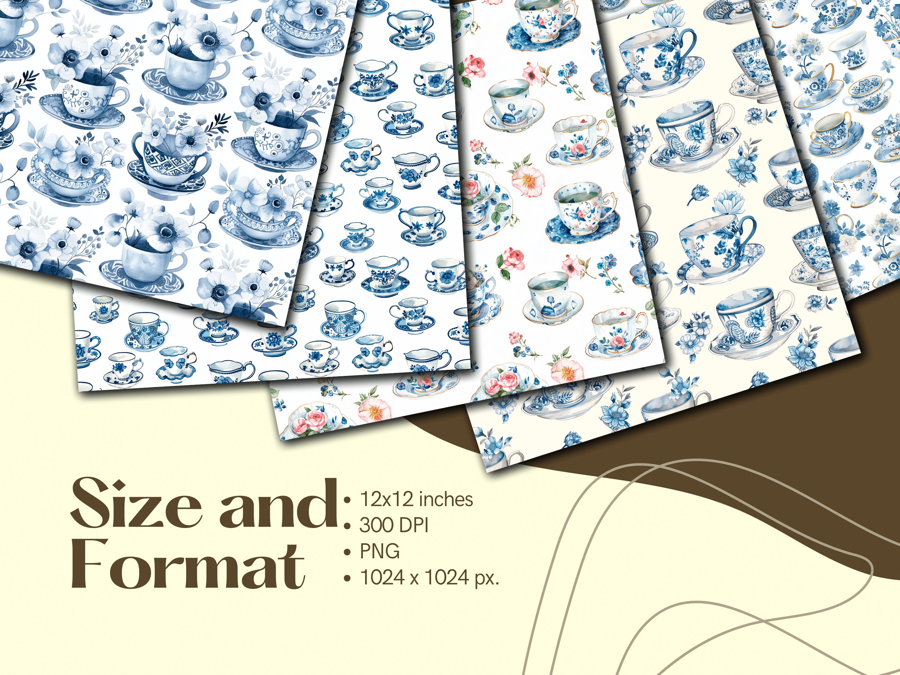 Elegant Tea Cup Scrapbook Paper Instant Download - Etsy