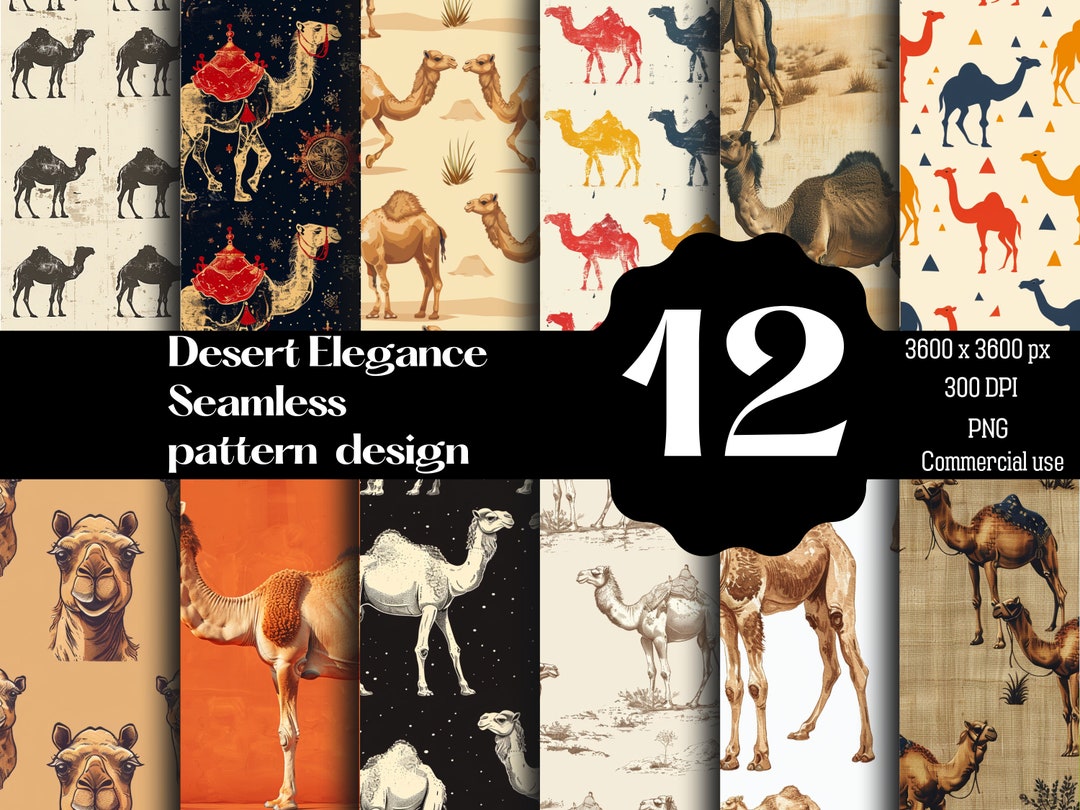 Camel Seamless Pattern Digital Paper Realistic Desert Animal Design ...