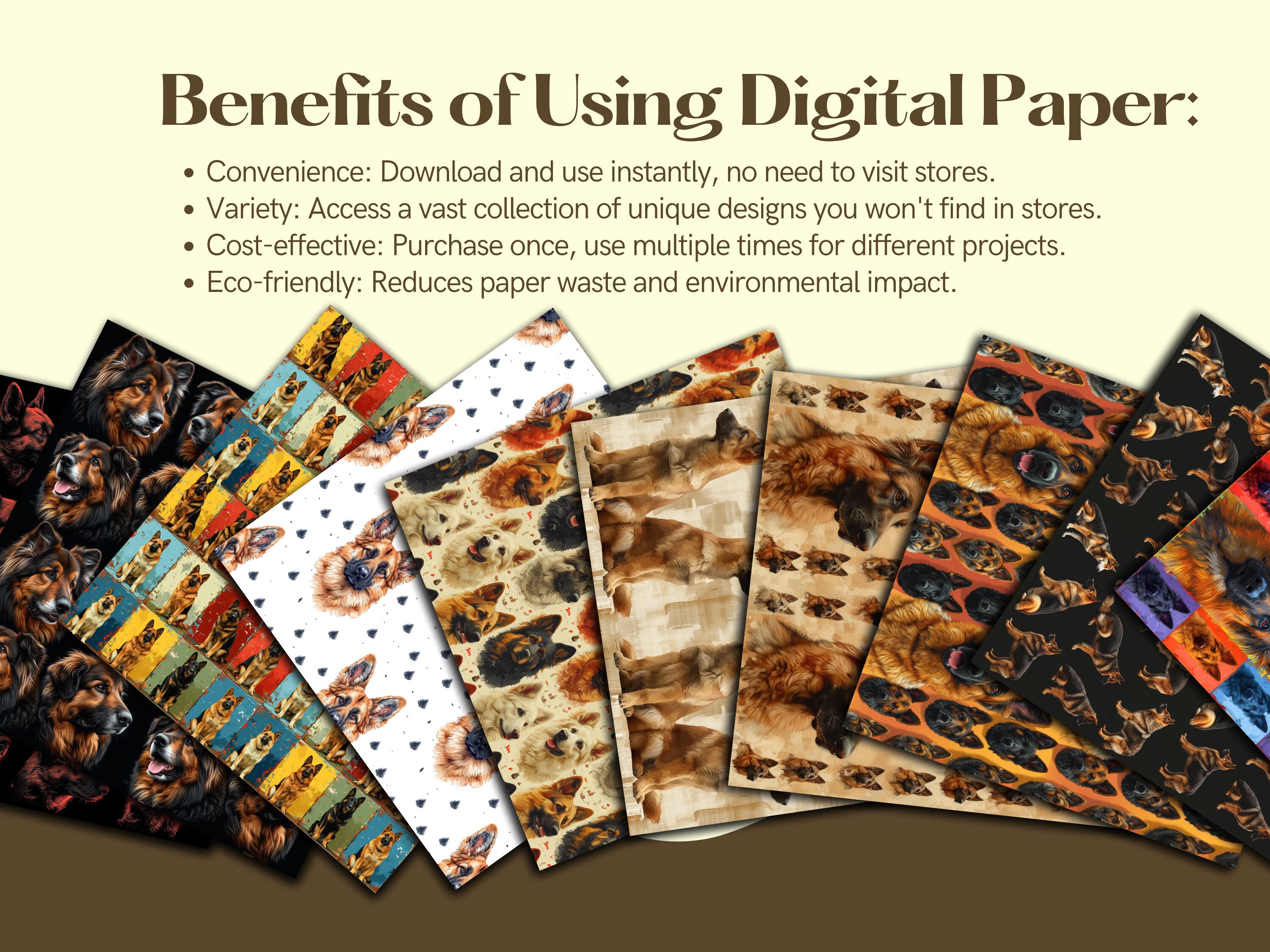 German Shepherd Digital Pattern, Seamless German Shepherd Design, Dog ...