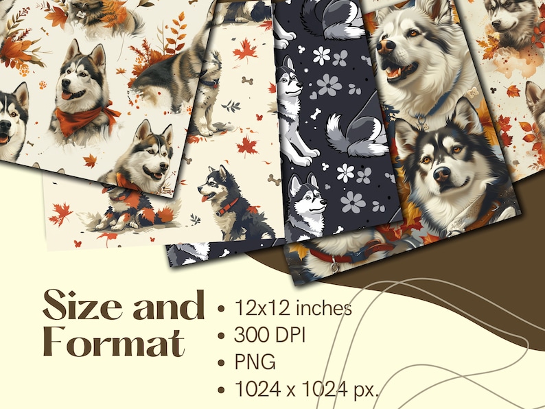 Siberian Husky Seamless Pattern - Adorable Dog Design for Digital Paper ...