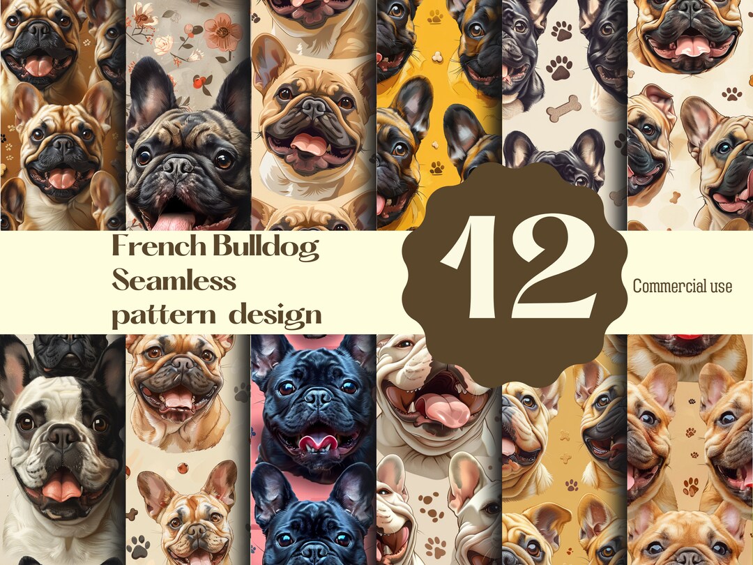 French Bulldog Seamless Pattern Dogs Digital Paper Dog Wallpaper ...