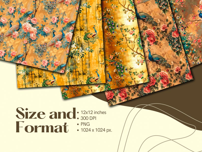 Golden Peacock-digital Paper Seamless Pattern Printable Paper for ...