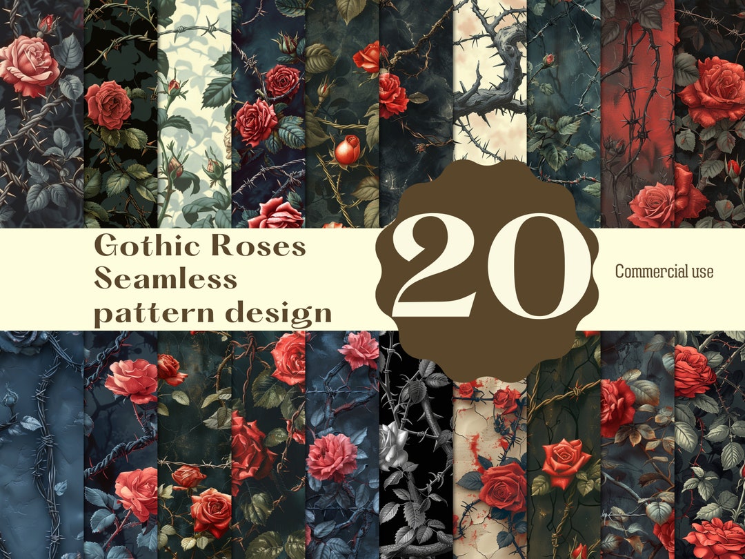 Sinister Roses and Barbed Wire Seamless Pattern: Macabre Gothic ...