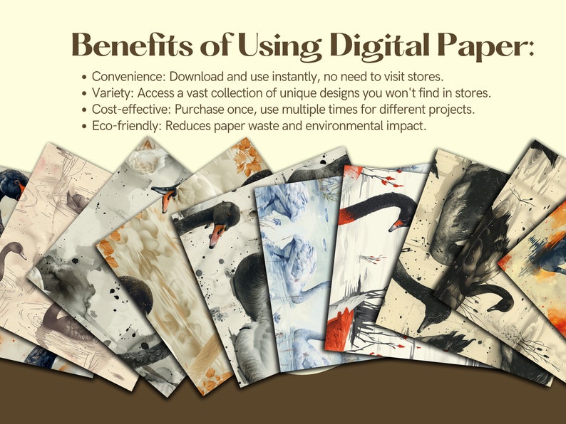 Black Necked Swan Seamless Pattern Digital Paper Perfect for ...