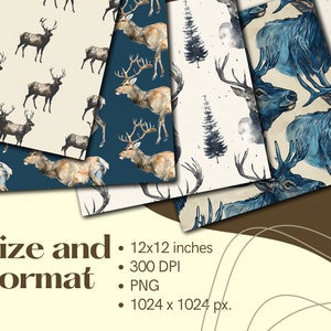 Elk Seamless Pattern for Unique Projects Seamless Wildlife Design ...