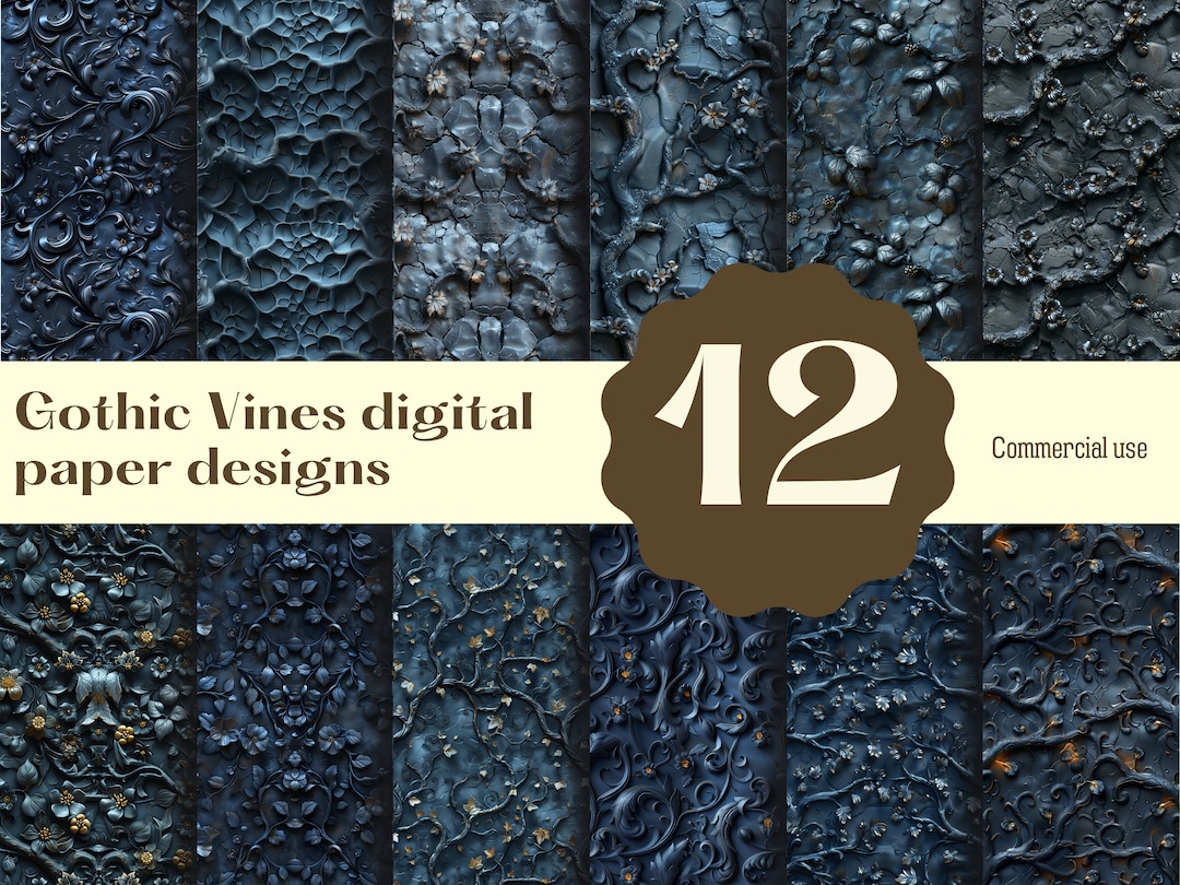 Gothic Vines Seamless Pattern - Dark and Elegant Design for Wallpaper ...