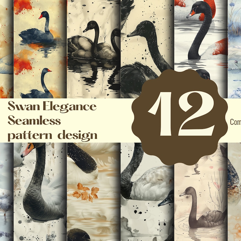 Swan Print Seamless - Etsy
