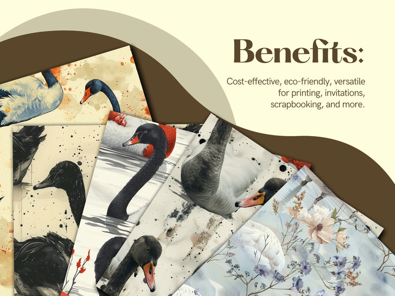 Black Necked Swan Seamless Pattern Digital Paper Perfect for ...