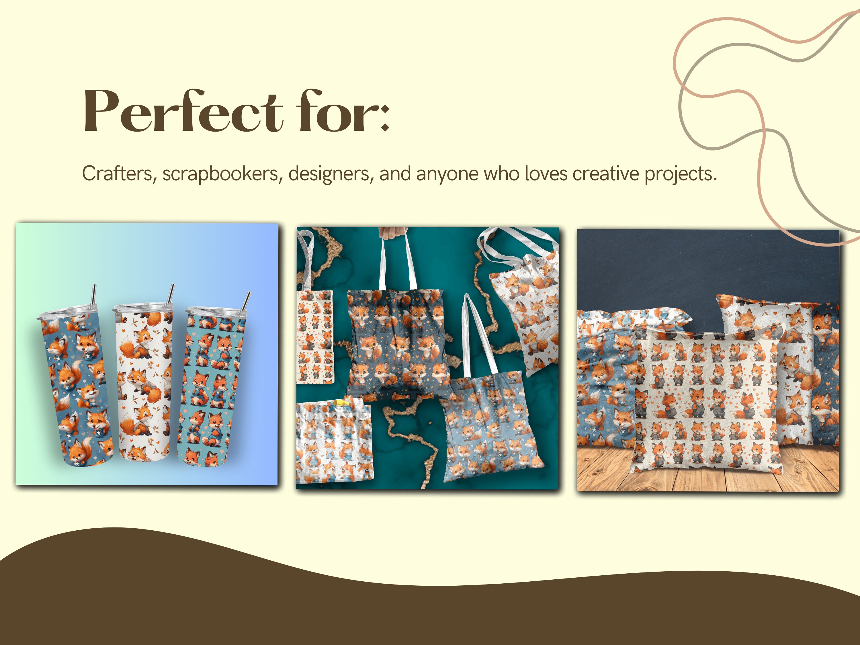 Adorable Chibi Fox Overalls Pattern Commercial Use Printable Paper ...