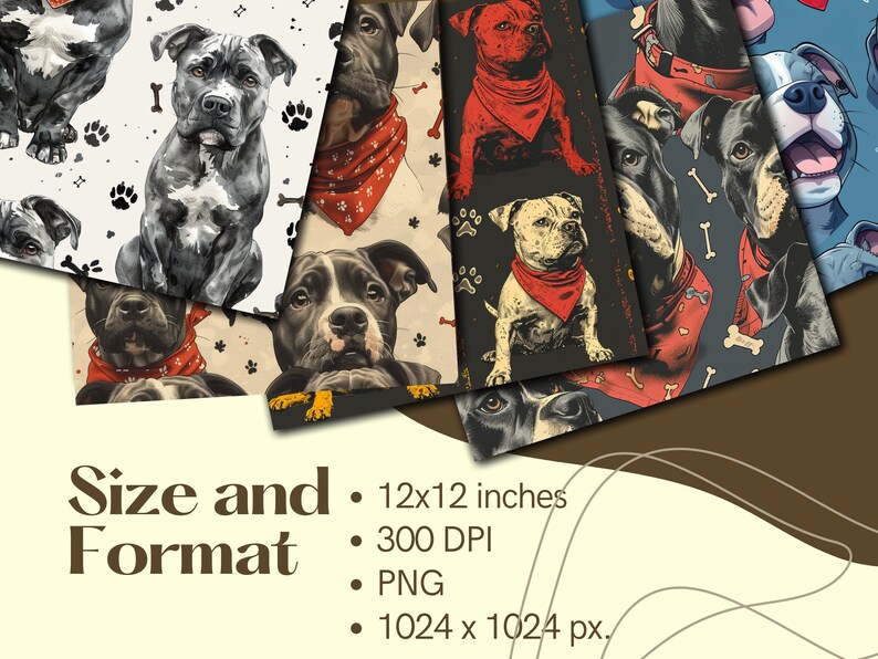 Pitbull Seamless Pattern - Strong and Loyal Dog Digital Paper for ...