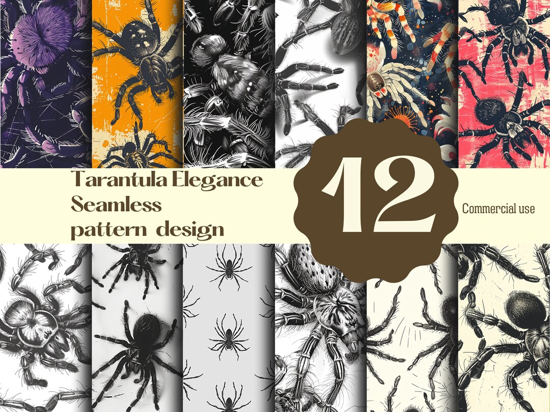 Tarantula Spider Seamless Pattern - Creepy-crawly Digital Paper for ...