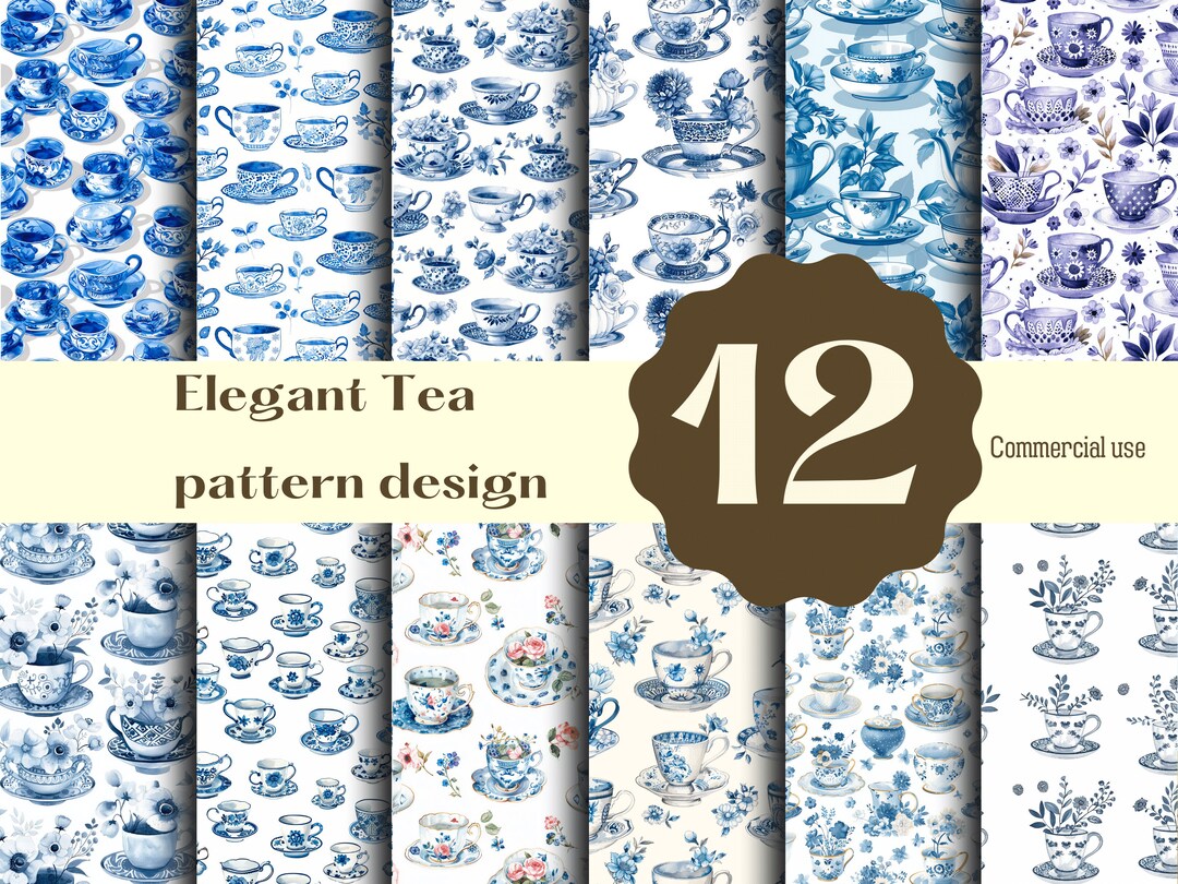 Elegant Tea Cup Scrapbook Paper Instant Download - Etsy