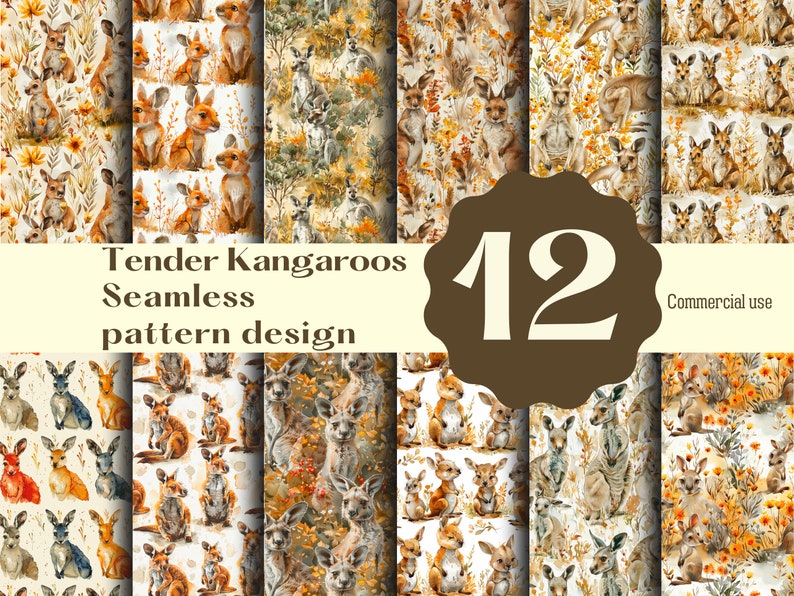 Seamless Kangaroo Pattern - Fun & Playful Digital Paper for Dog Lovers ...