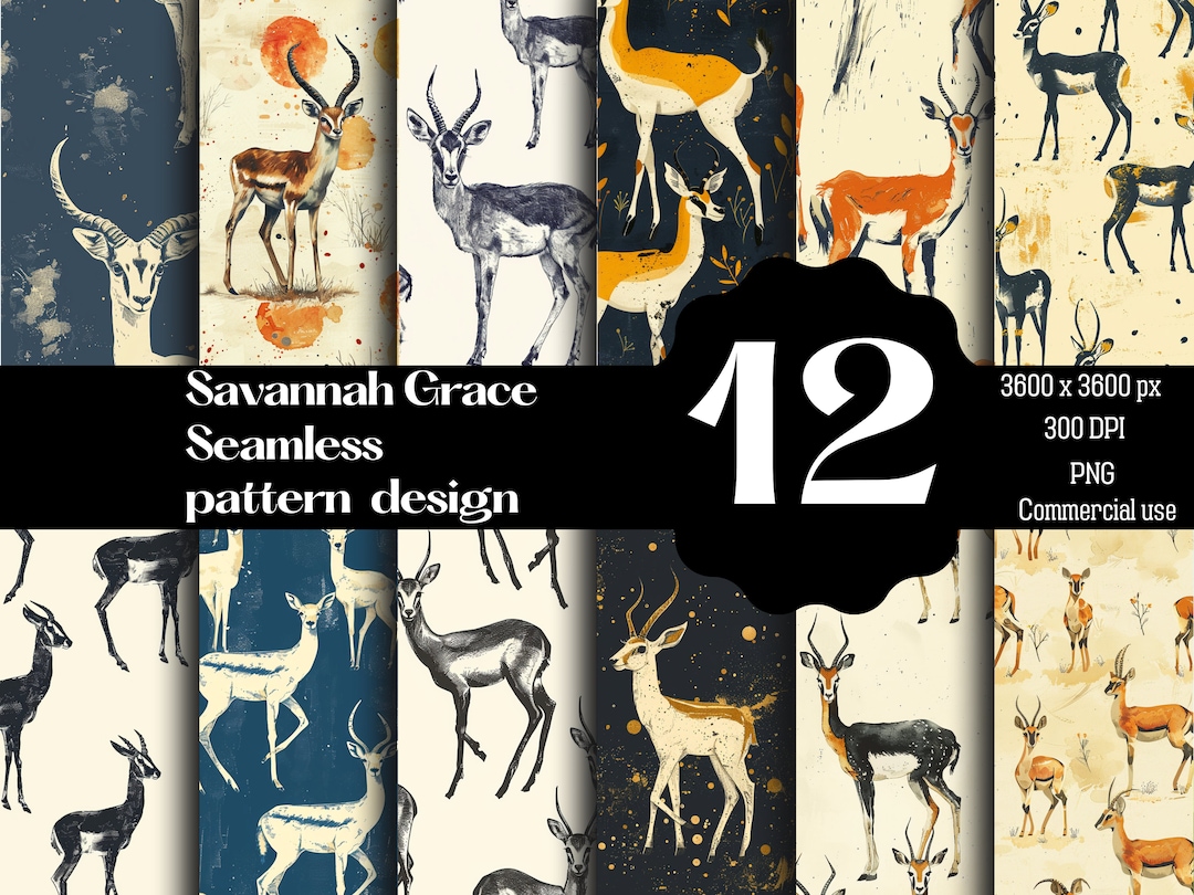 Gazelle Seamless Pattern Digital Pattern Realistic Savannah Animal ...