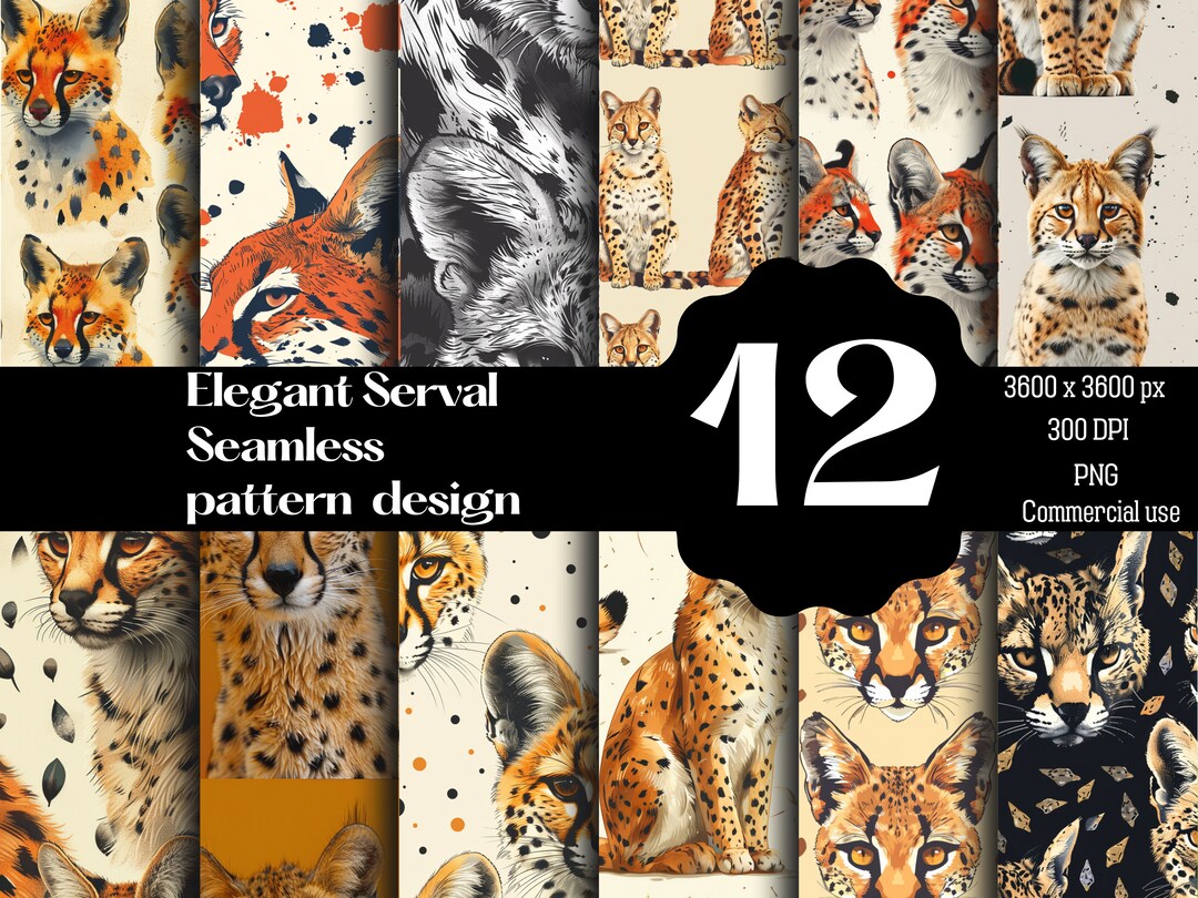 Serval Cat Seamless Pattern - Exotic Wildlife Design for Fabrics ...