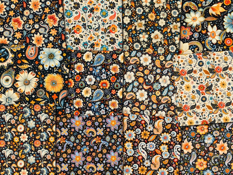 Paisley Blooms Seamless Pattern Small Flowers, Paisleys, Polka Dots ...