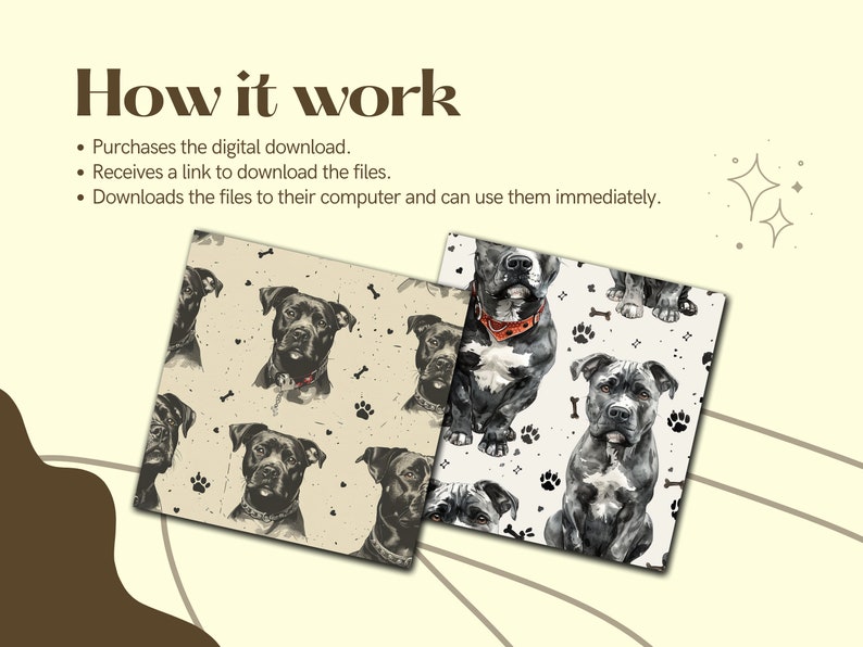Pitbull Seamless Pattern - Strong and Loyal Dog Digital Paper for ...