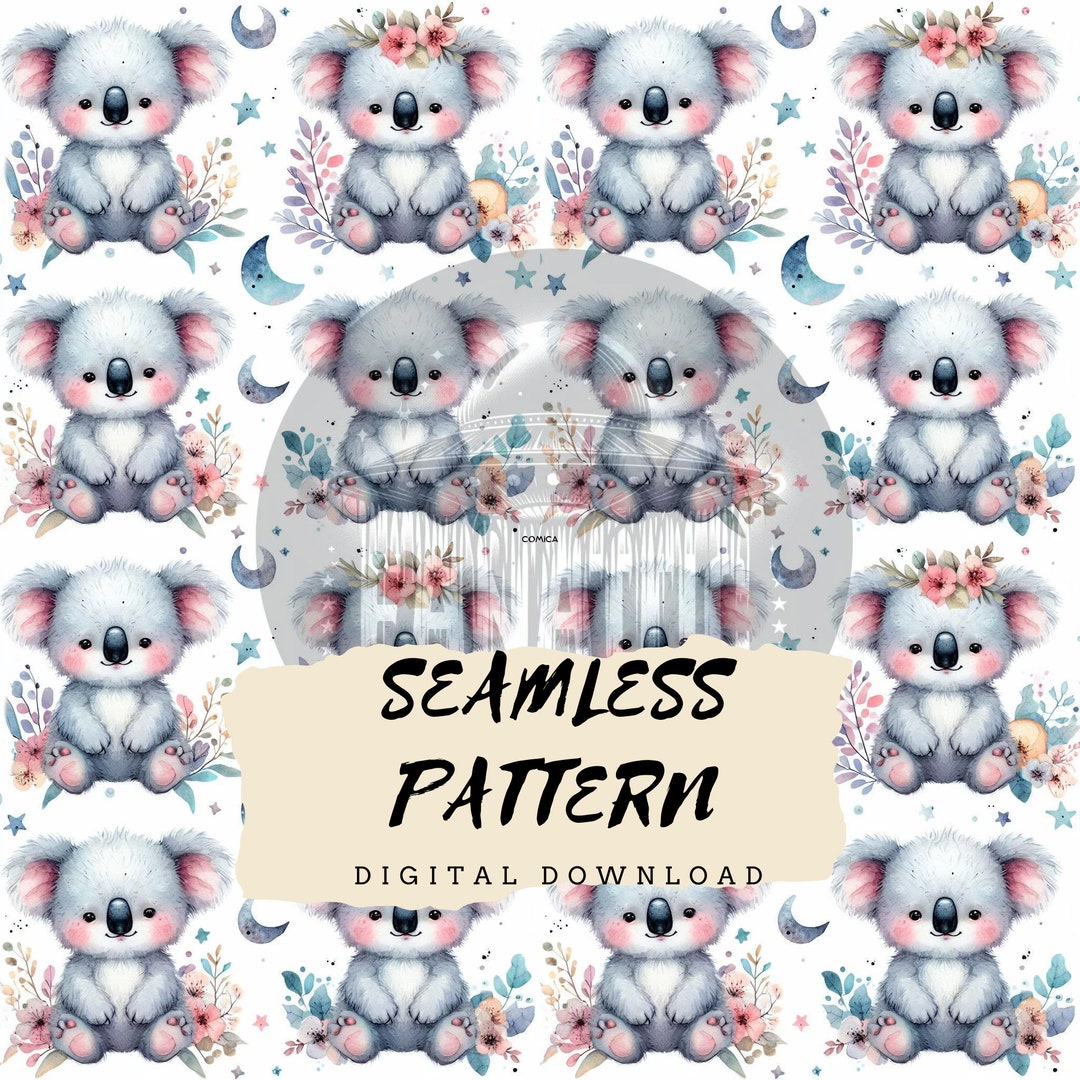Koala Seamless Pattern Design for Fabric Stationery & Sublimation DIY ...