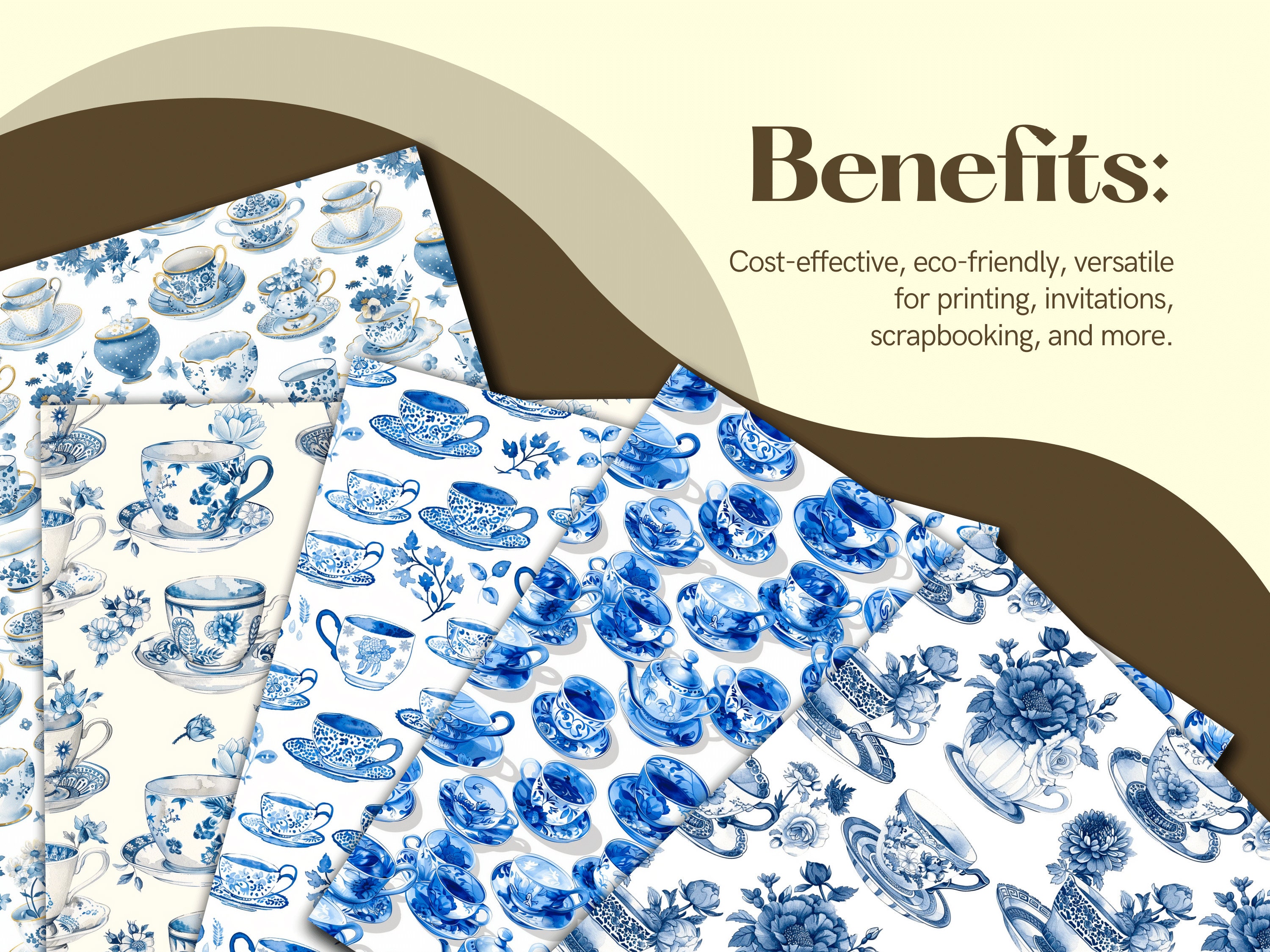 Elegant Tea Cup Scrapbook Paper Instant Download - Etsy