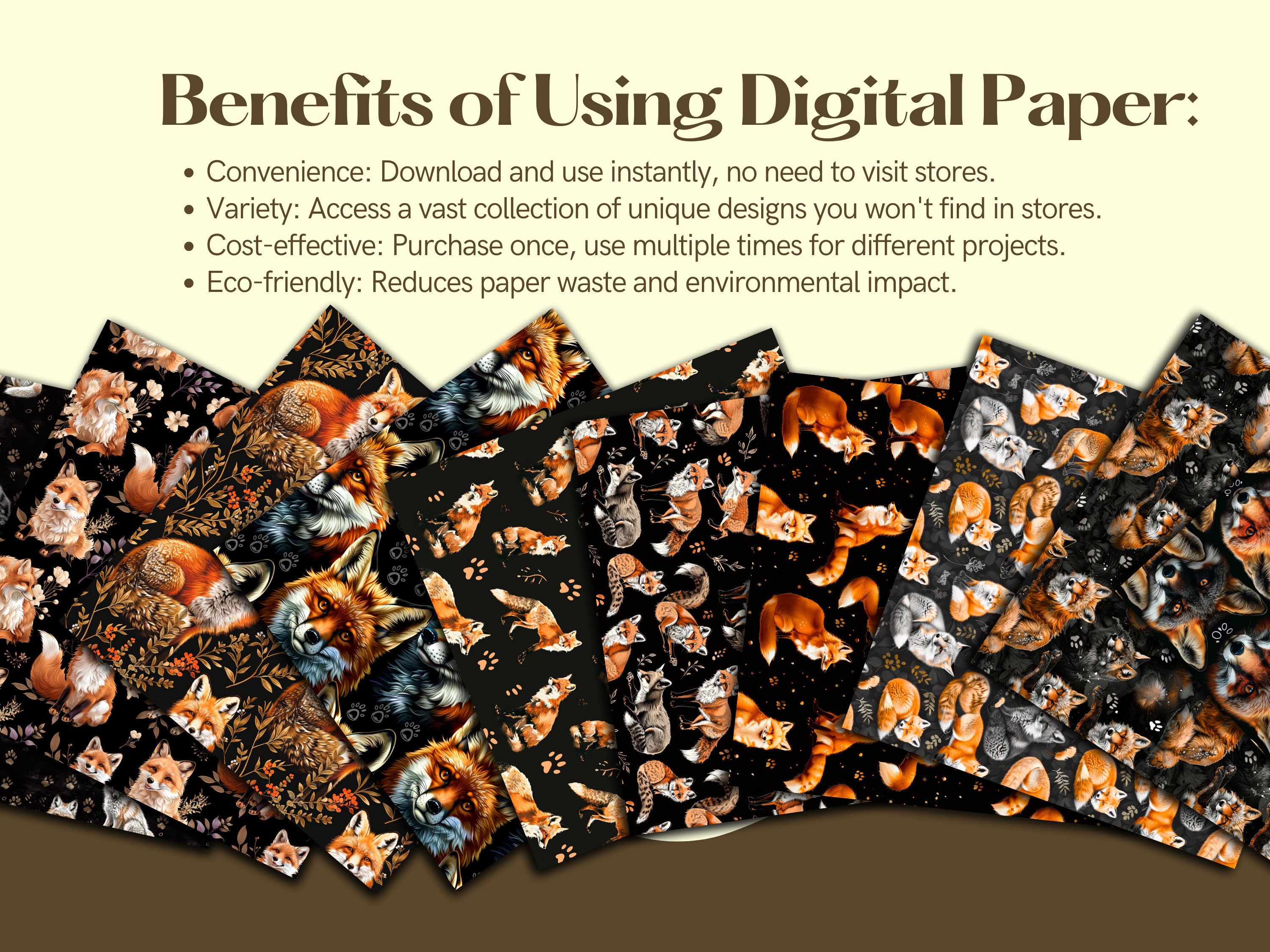 Fox Seamless Pattern Digital Paper Printable Scrapbook Paper for Crafts ...