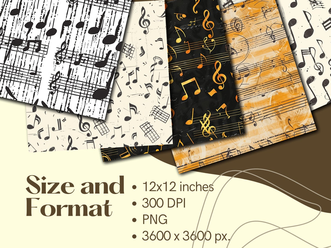 Musical Notes and Staves Seamless Pattern - Elegant Digital Paper for ...