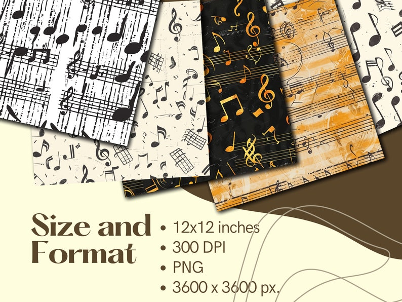 Musical Notes and Staves Seamless Pattern - Elegant Digital Paper for ...