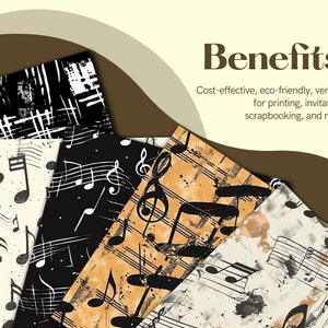 Musical Notes and Staves Seamless Pattern - Elegant Digital Paper for ...