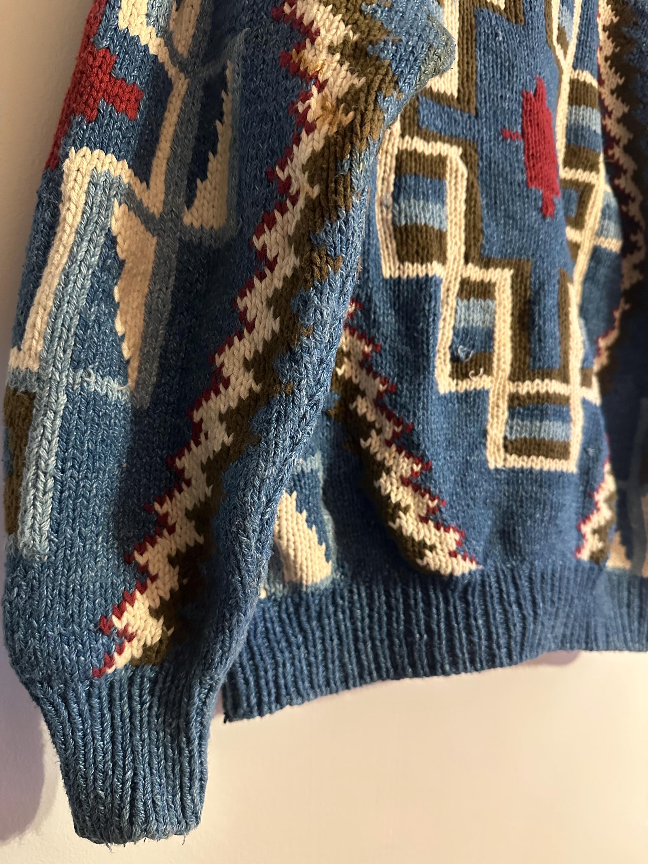 Vintage Ruff Hewn Men’s Blue Southwest Pattern Heavy Cotton Sweater ...