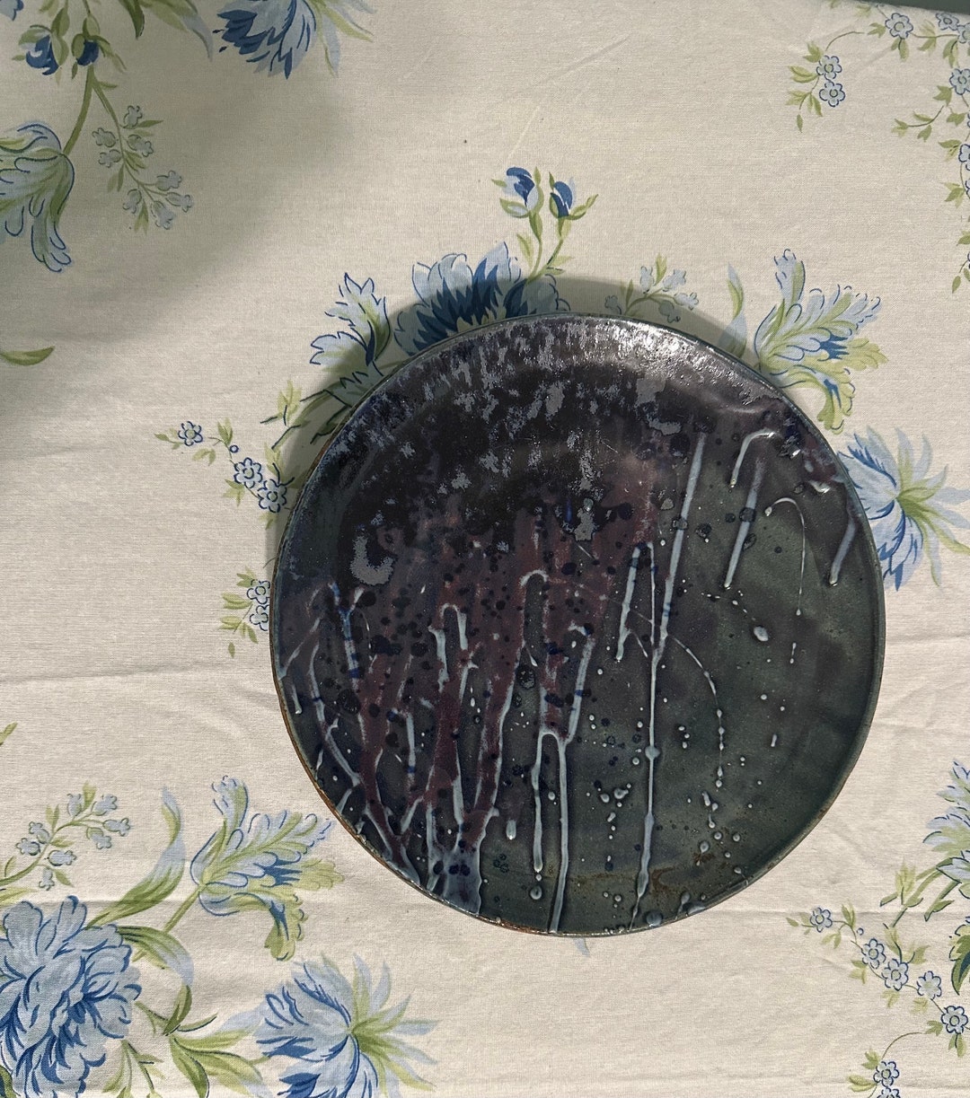 Artist Made Blue Splatter Paint Ceramic Plate/tray - Etsy