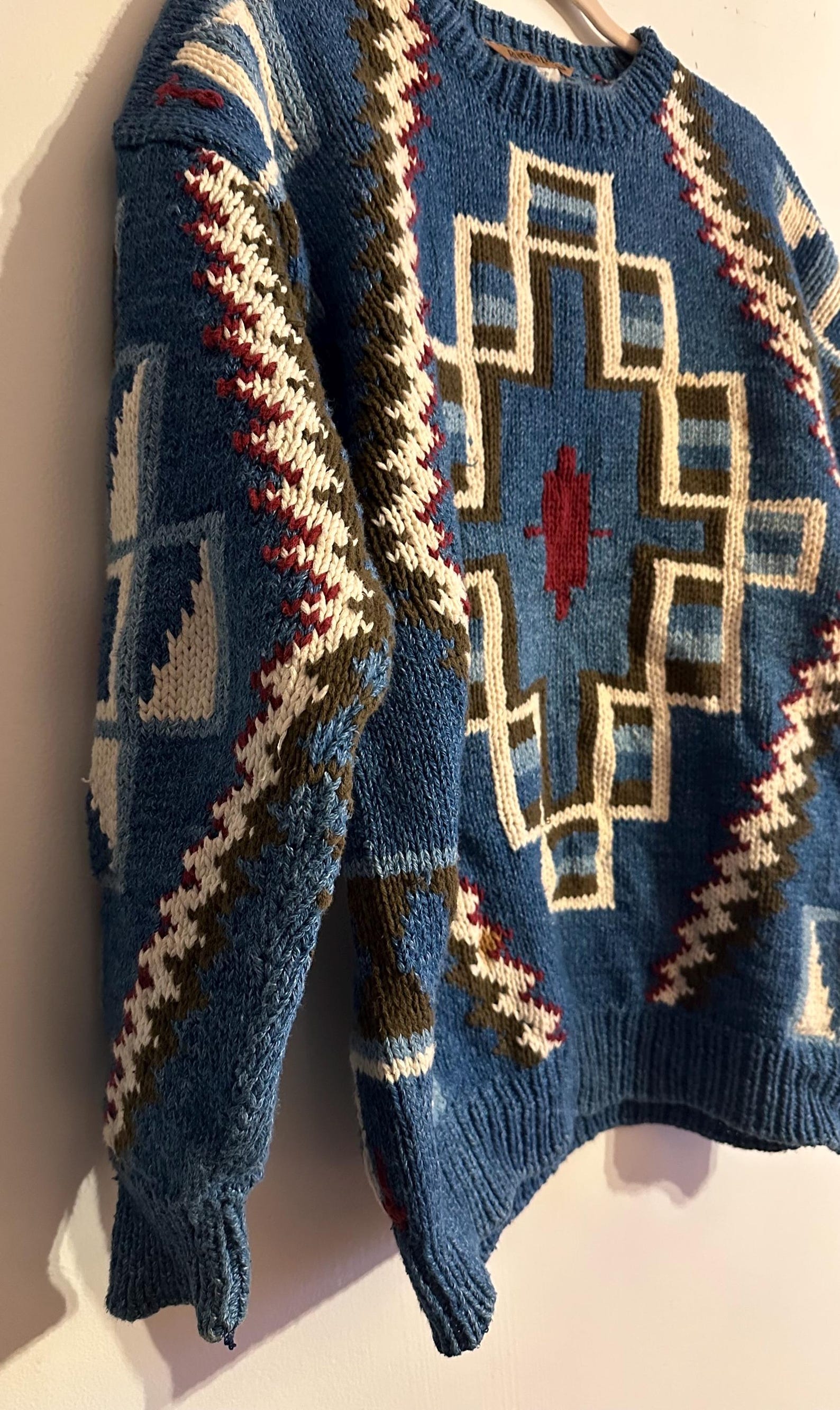 Vintage Ruff Hewn Men’s Blue Southwest Pattern Heavy Cotton Sweater ...