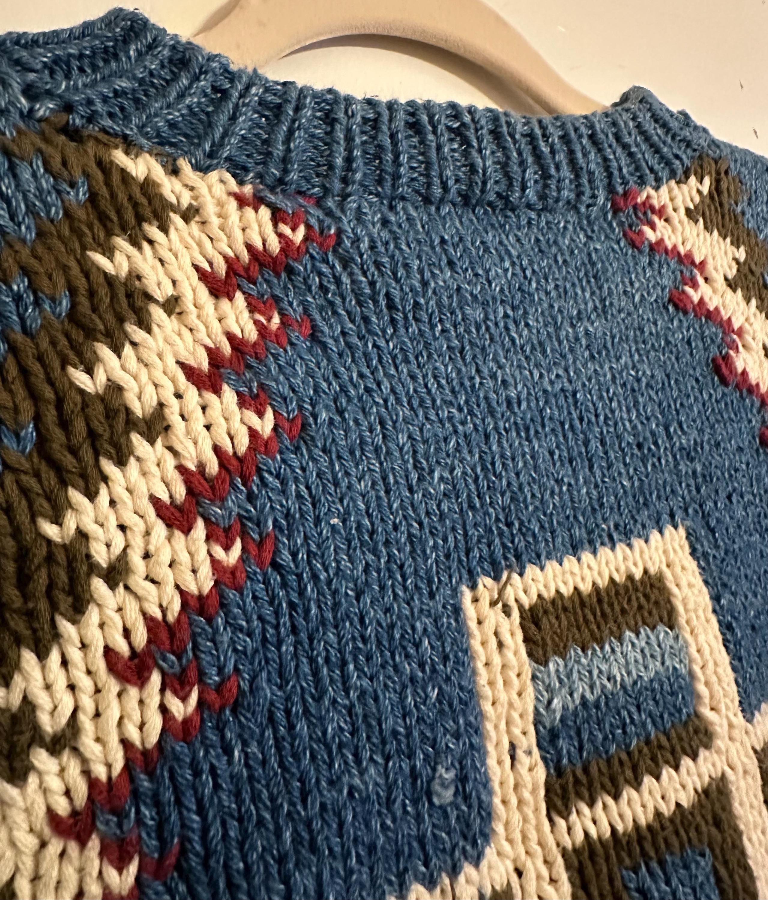 Vintage Ruff Hewn Men’s Blue Southwest Pattern Heavy Cotton Sweater ...