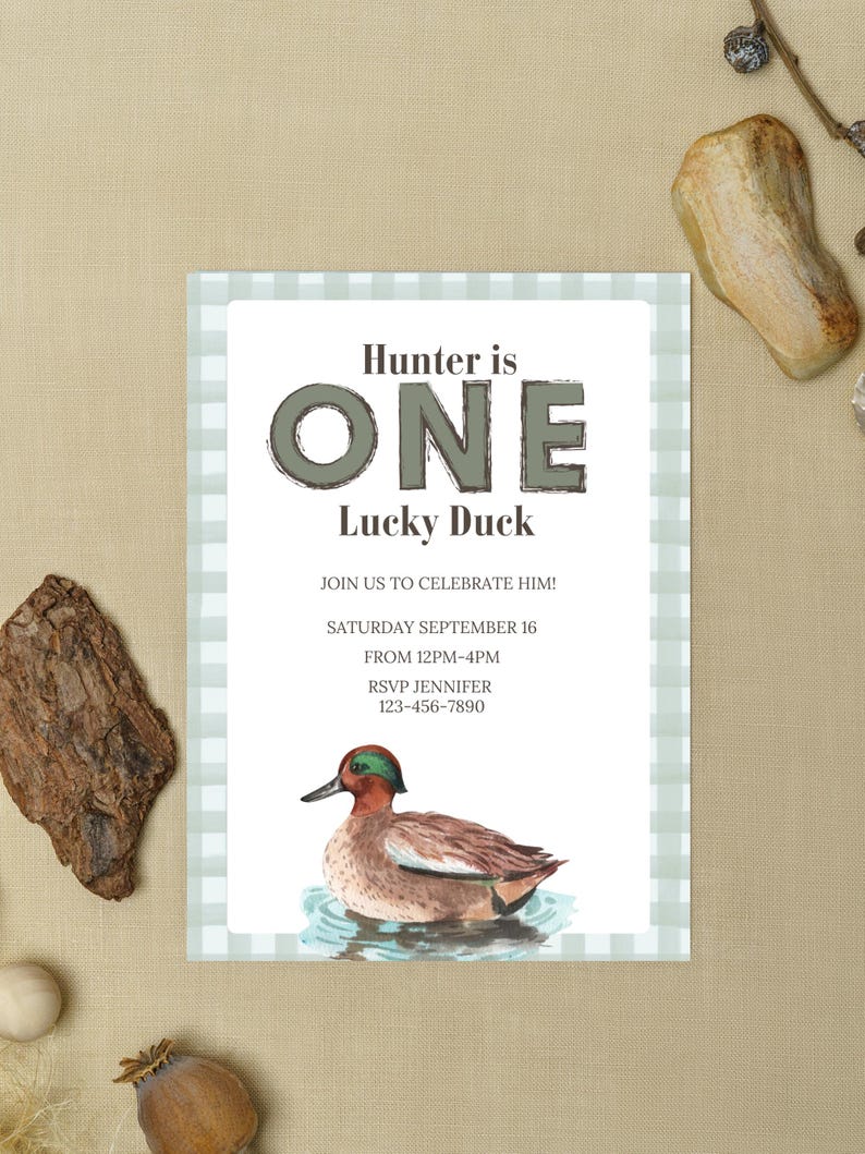 Boys 1st Birthday Invitation,duck Pond Invite,outdoorsy Invitation,duck ...