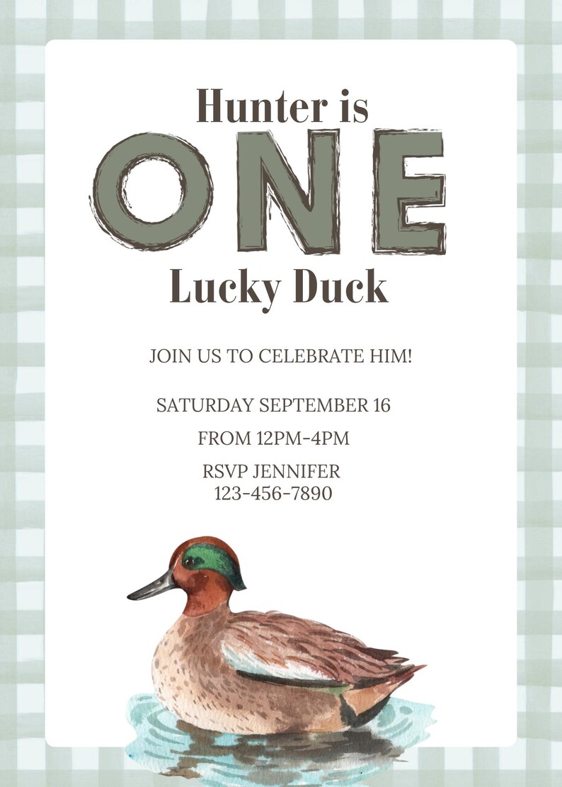 Boys 1st Birthday Invitation,duck Pond Invite,outdoorsy Invitation,duck ...