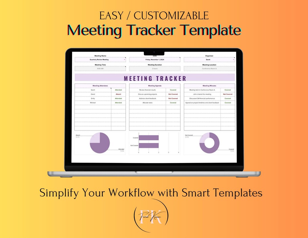 Editable Meeting Tracker Template | Google Sheets Digital Download ...