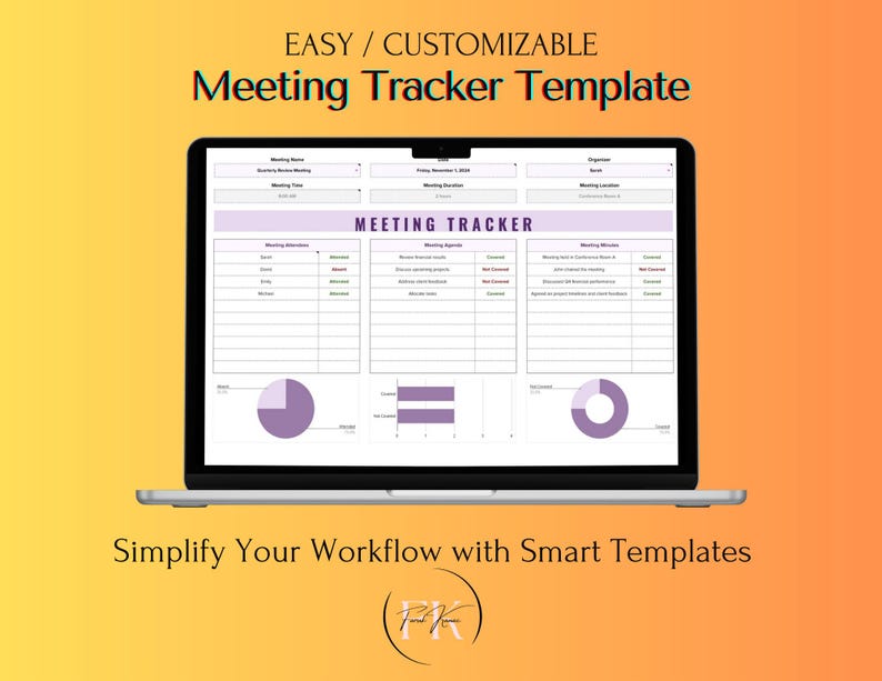 Editable Meeting Tracker Template | Google Sheets Digital Download ...
