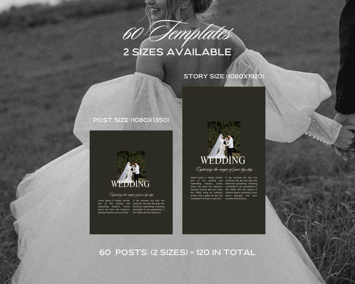 Wedding Photographer Instagram Templates: Canva Story & Post Bundle - Etsy