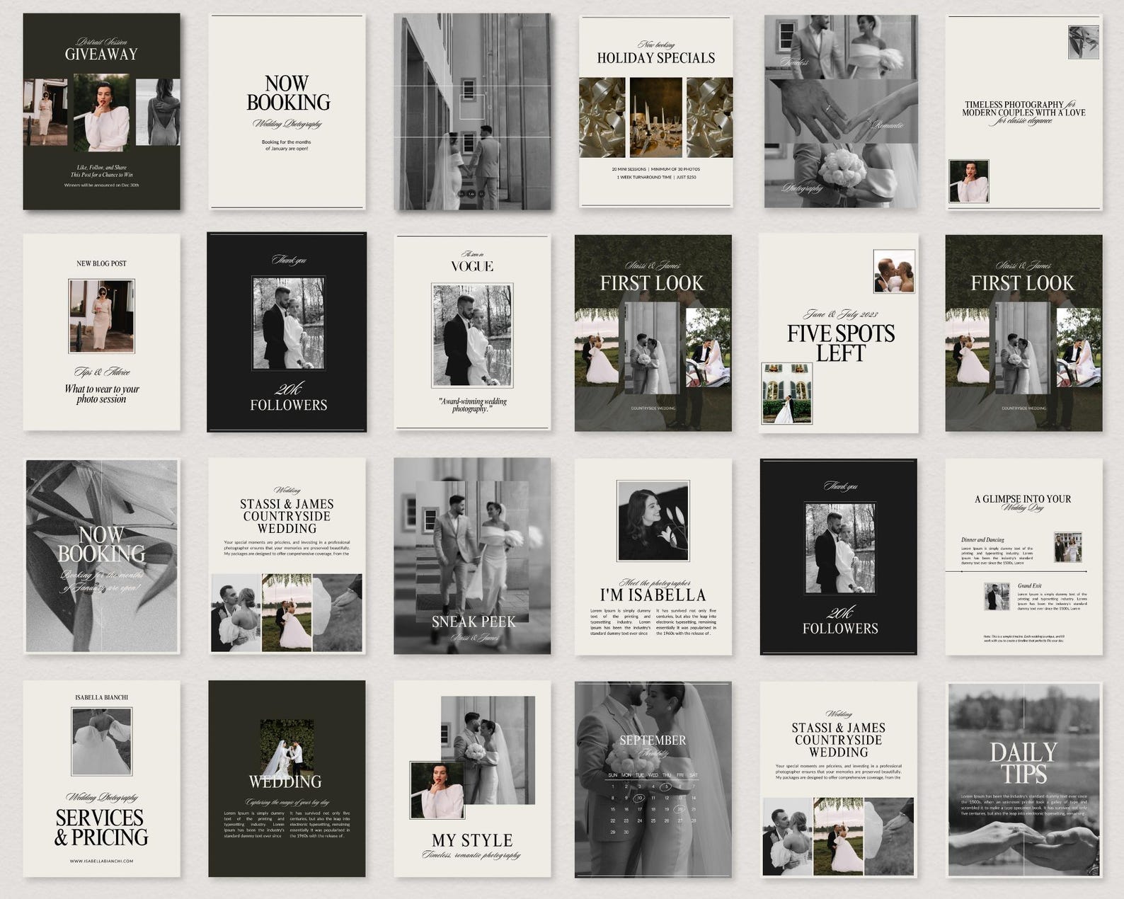 Wedding Photographer Instagram Templates: Canva Story & Post Bundle - Etsy