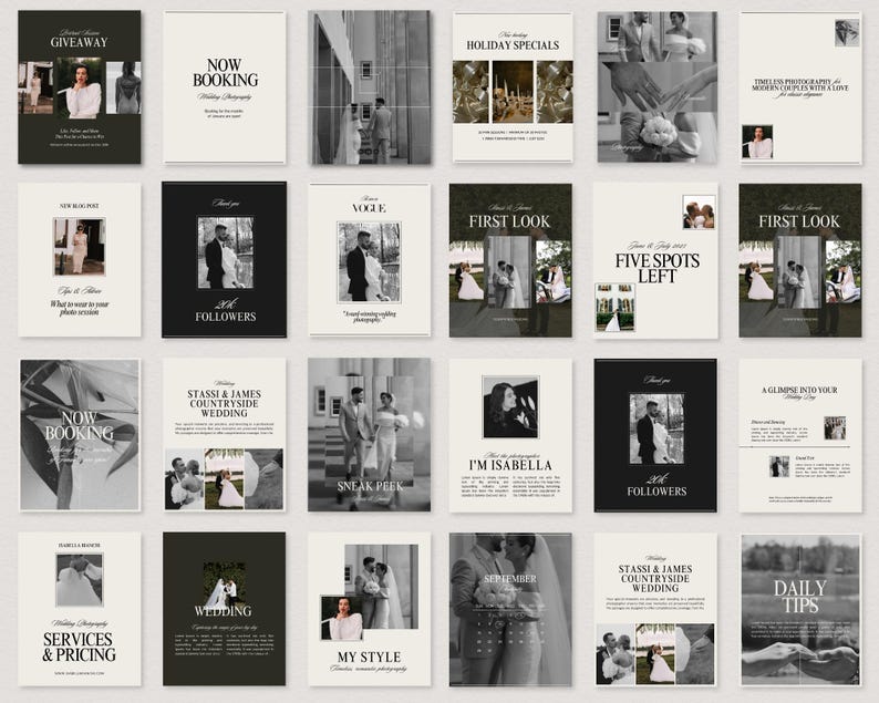 Wedding Photographer Instagram Templates: Canva Story & Post Bundle - Etsy
