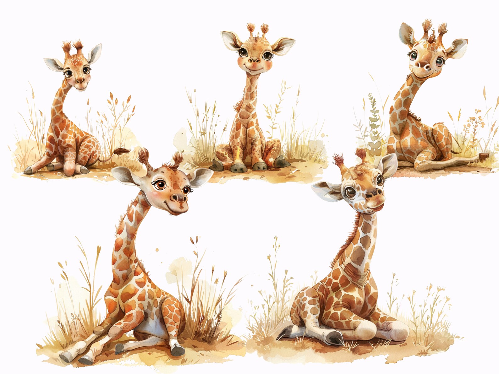 Giraffe Watercolor Clipart, Cute Clip Art for Commercial Use ...