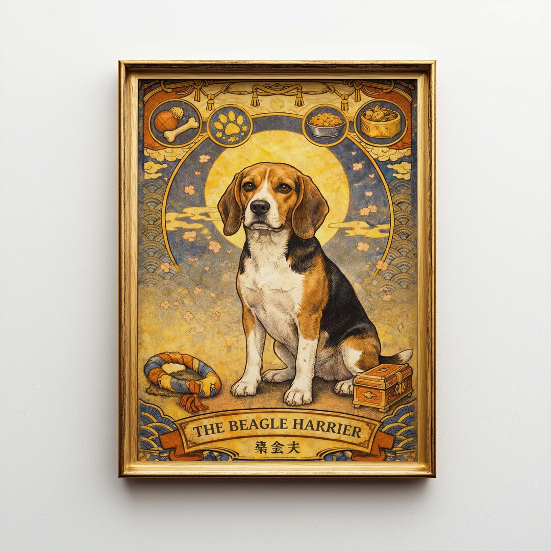 Beagle Harrier Tarot Card Poster | Mystic Dog Tarot Wall Art | Witchy ...