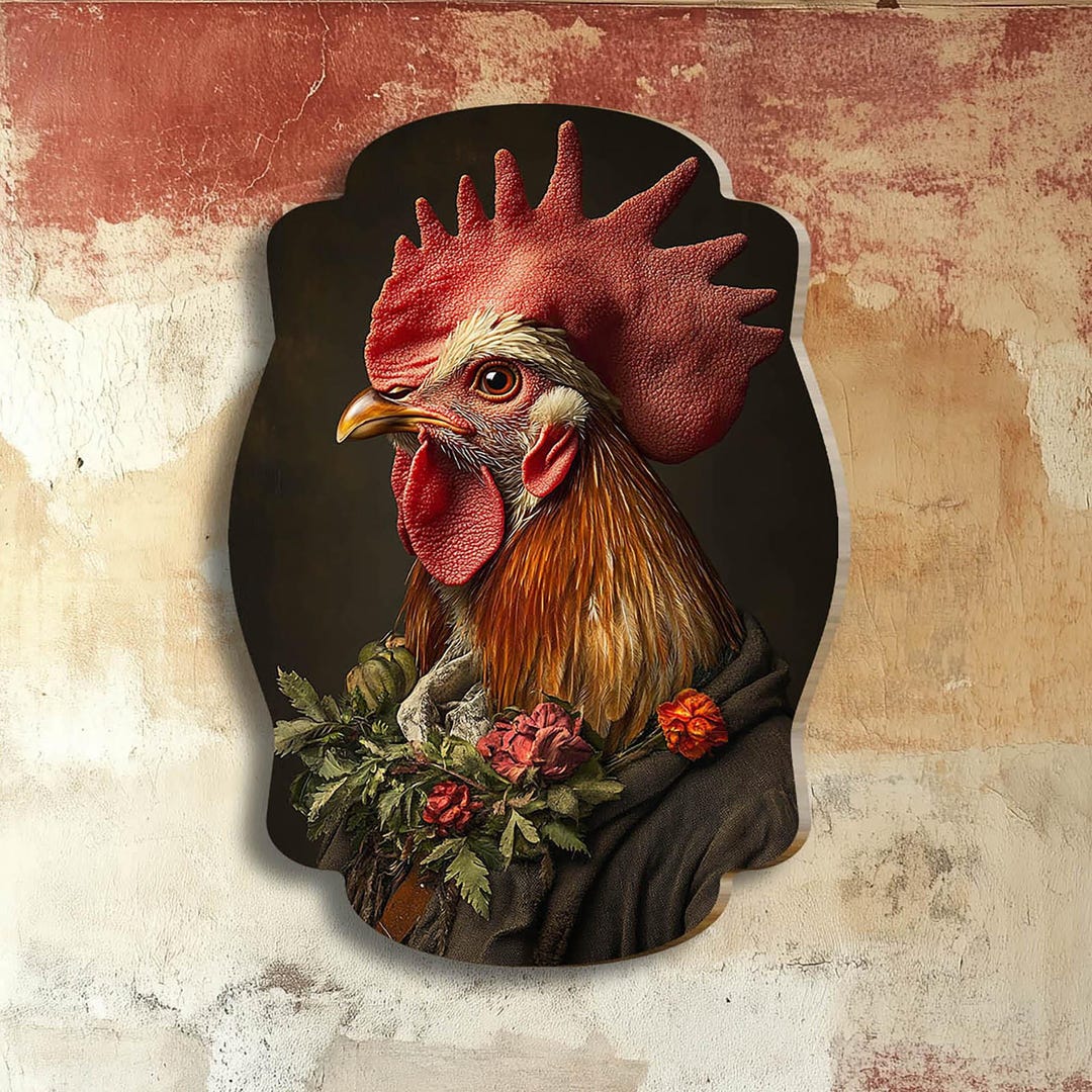 Renaissance Portrait of a Chicken Farmer | Wood Wall Art | Vintage ...