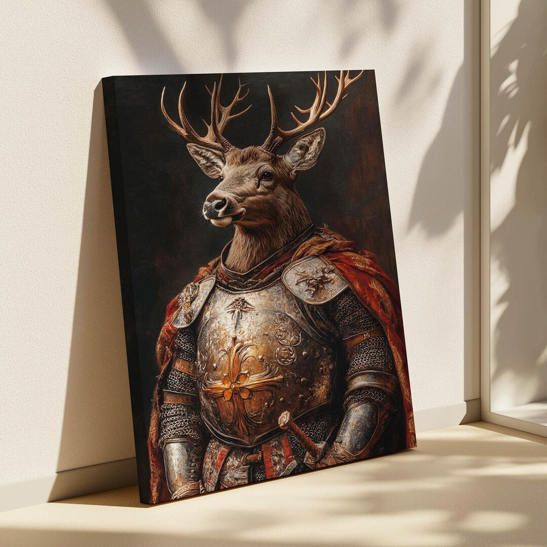 Renaissance Portrait of an Elk Knight | Canvas Wall Art | Vintage ...