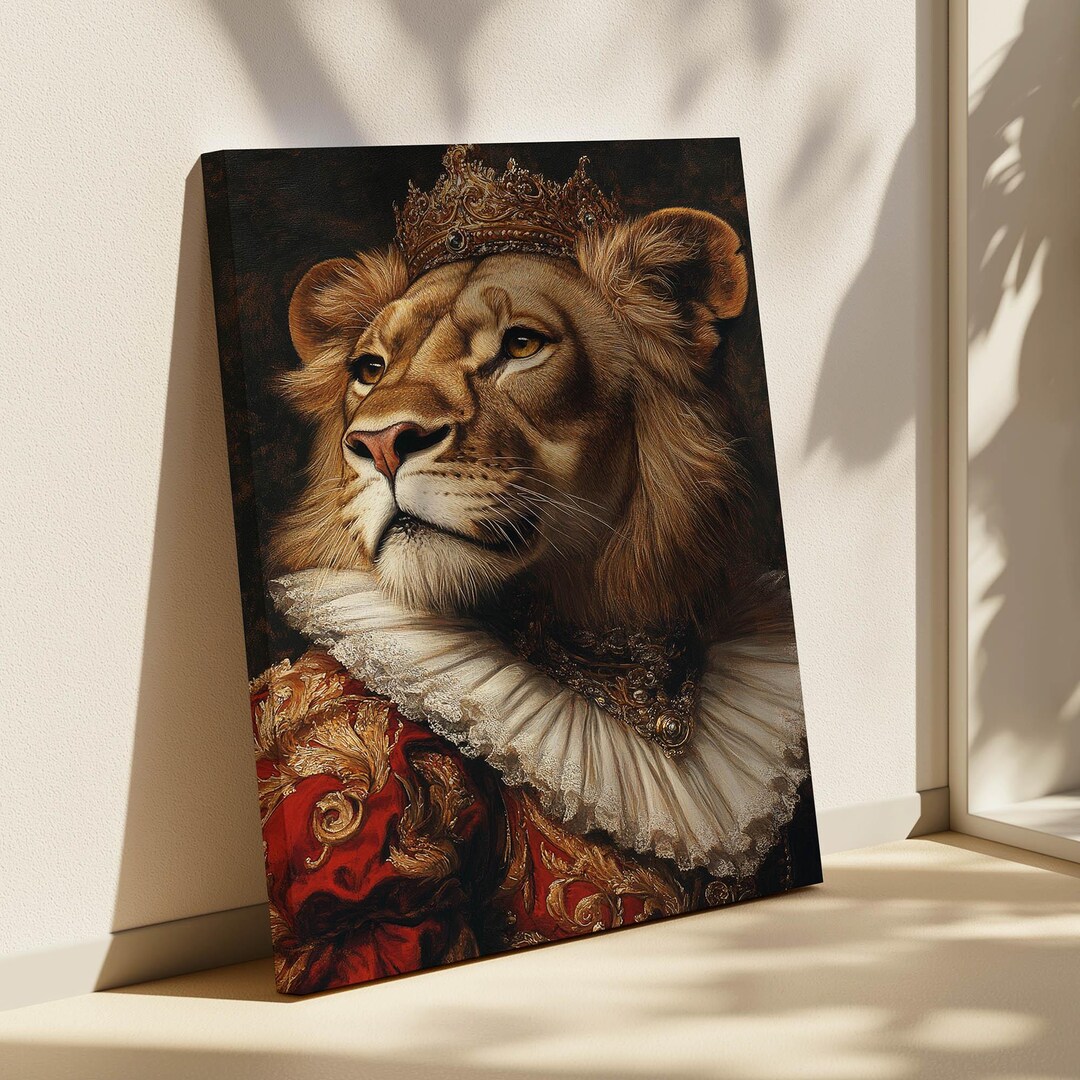 Renaissance Portrait of a Lion Queen | Canvas Wall Art | Vintage ...