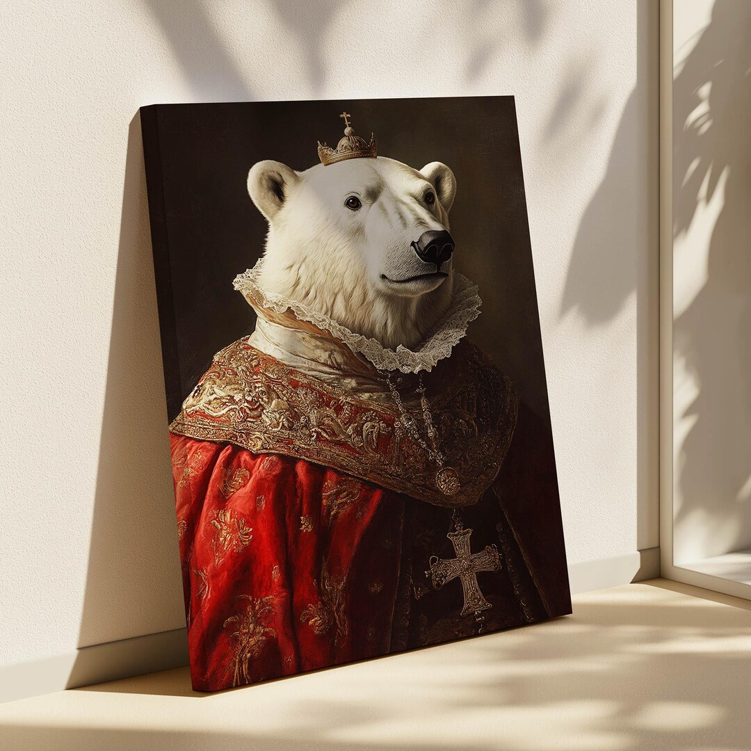 Renaissance Portrait of a Polar Bear Pope | Canvas Wall Art | Vintage ...