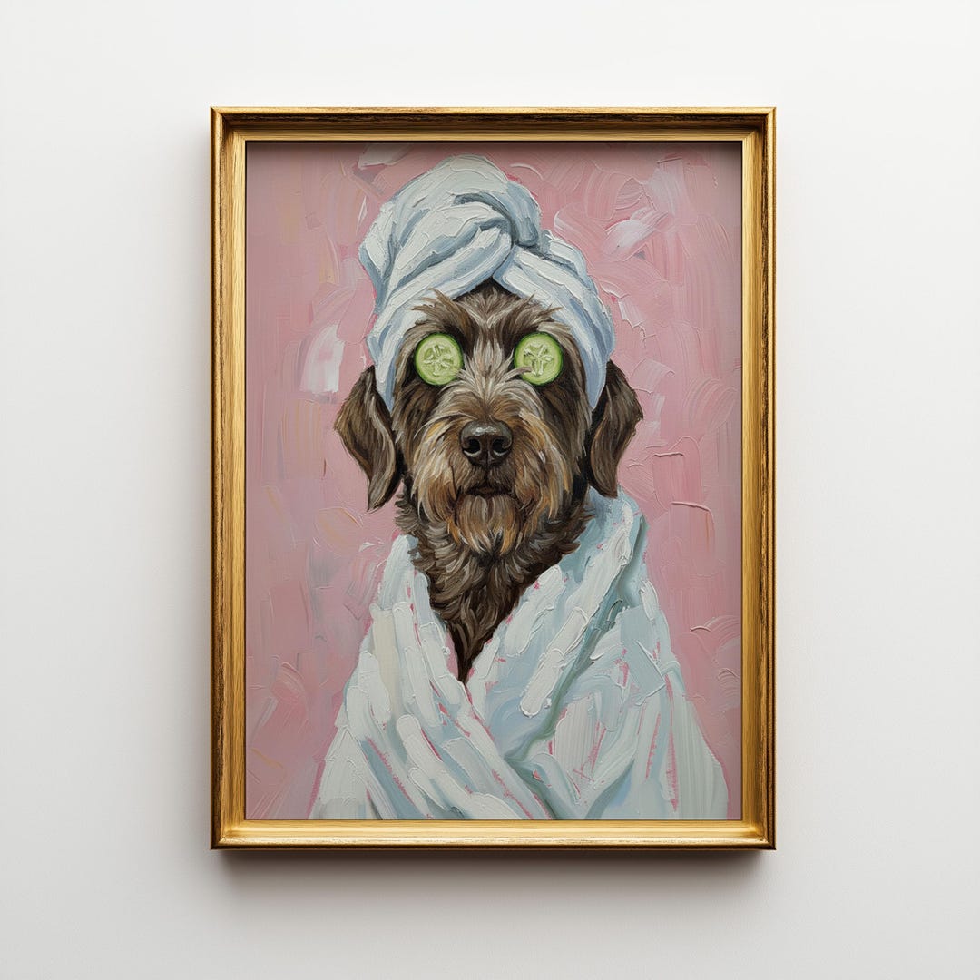 Deutsch Stichelhaar Dog Spa Art - Dog Breed Canvas Wall Decor Gift - Etsy